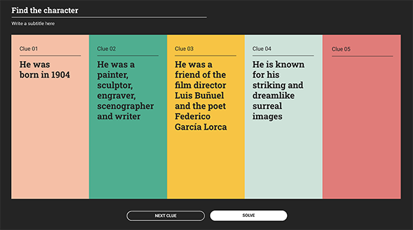 Character clue game | Genially templates