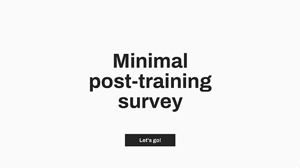 Minimal post-training survey | Genially templates