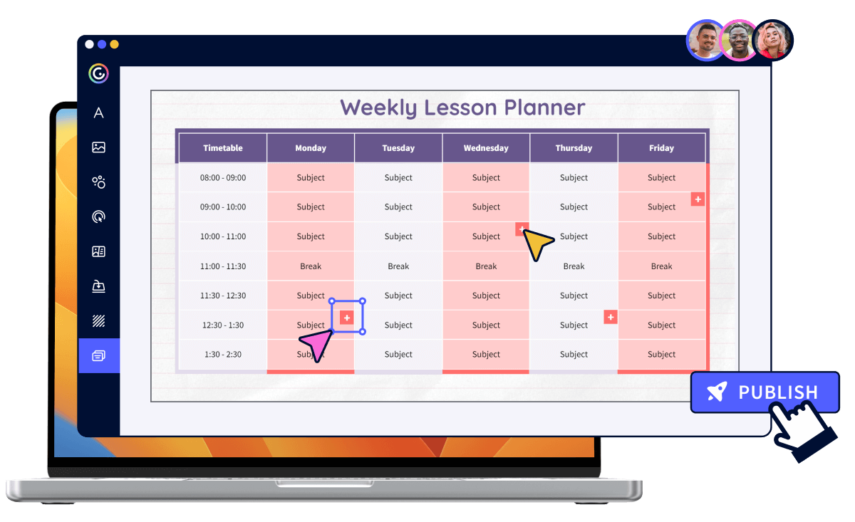 Create online class timetables with Genially